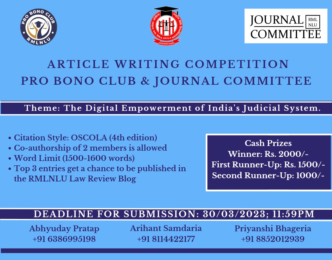 Article Writing Competition by the Pro Bono Club & the Journal ...
