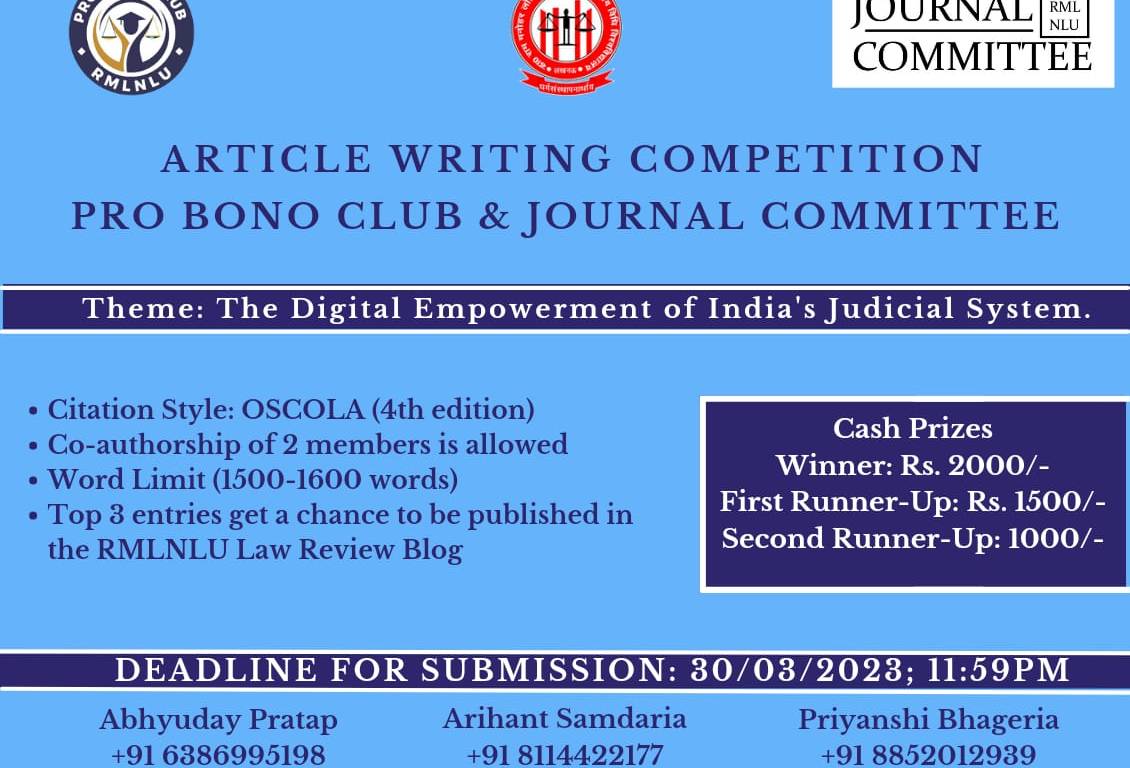 Article Writing Competition by the Pro Bono Club & the Journal ...