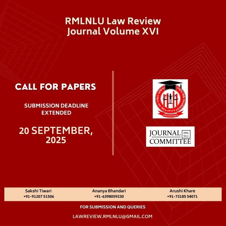 Extended Deadline: Call for Papers by RMLNLU Law Review Volume XVI ...